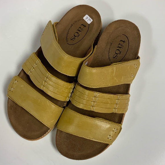 Taos Footwear | Shoes | Taos Footwear Qvc Yellow Velcro Sandals Leather ...